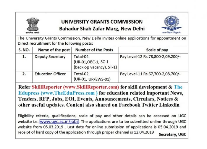 Important Notification : Applications invited by UGC for the positions ...