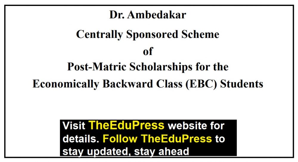 Scheme of Post Matric Scholarships for the Economically Backward Class ...